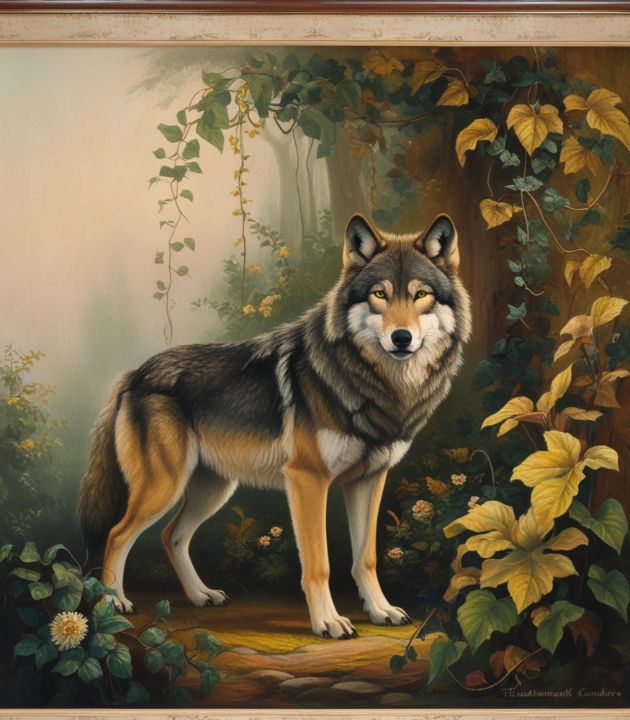 majestic wolf- Posters with Wooden - OmarArt - Digital Art & AI ...