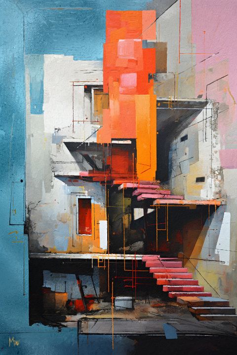 The staircase - Mike4art - Paintings & Prints, Abstract, Man-made ...