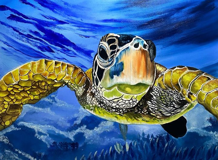 Sea Turtle on the Move - Artistic Creations By Terrence - Paintings ...