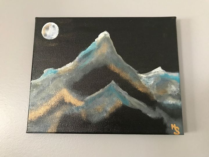 Hand painted blue white mountain - Haylie S - Paintings & Prints ...