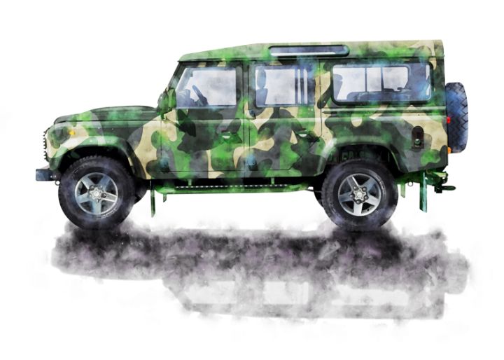 Land Rover Defender - Woodland Camo - ChimpArtsy - Paintings & Prints ...