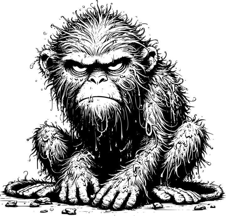 Gritty Grumpy Monkey #3 - Miss BubbleBliss - Digital Art & AI, Animals ...