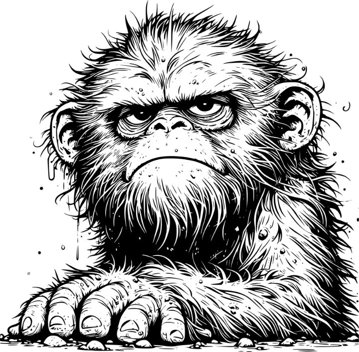 Gritty Grumpy Monkey #2 - Miss BubbleBliss - Digital Art & AI, Animals ...