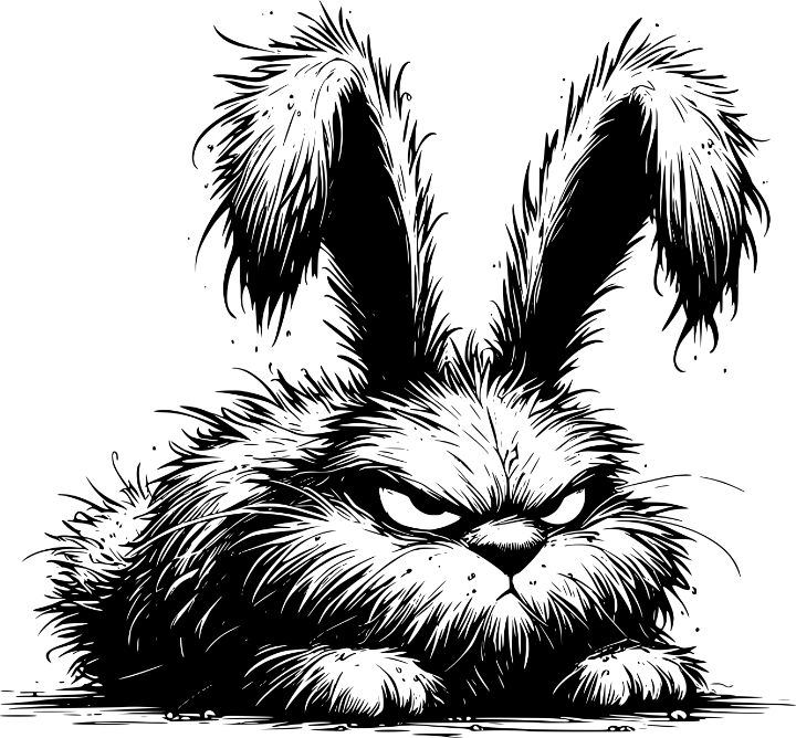 Crouching, Grumpy Rabbit - Miss BubbleBliss - Digital Art & AI, Animals, Birds, & Fish, Rabbits ...