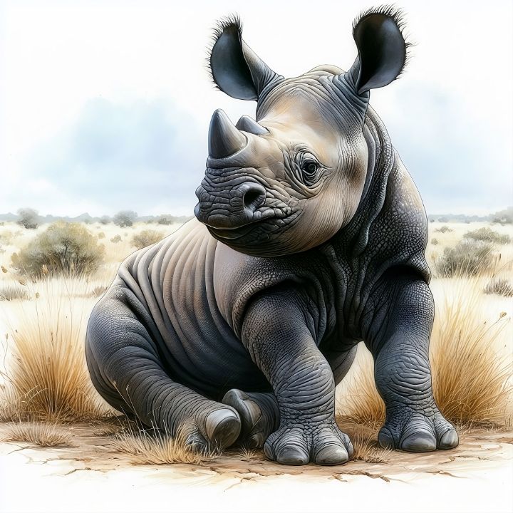 Rhinoceros Sitting Sideways - Miss BubbleBliss - Digital Art & AI ...