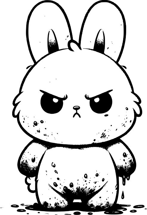 Standing Grumpy Bunny - Miss BubbleBliss - Digital Art & AI, Animals ...