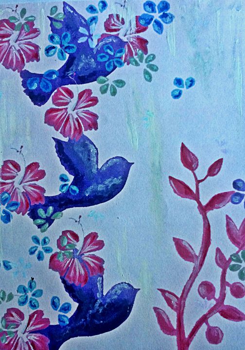 Three little birds - Beth Wilson - Paintings & Prints, Animals, Birds ...