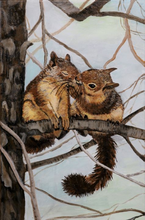 Squirrels in love - Therapeutic animals by Michalina Wójcik - Paintings ...