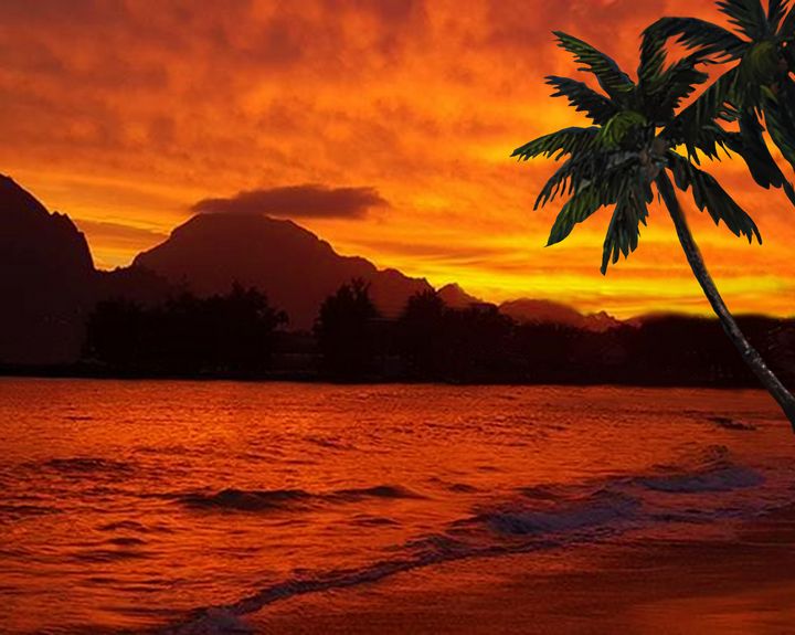 Kalapaki Sunset - Backlit - Art in Kauai - Paintings & Prints ...