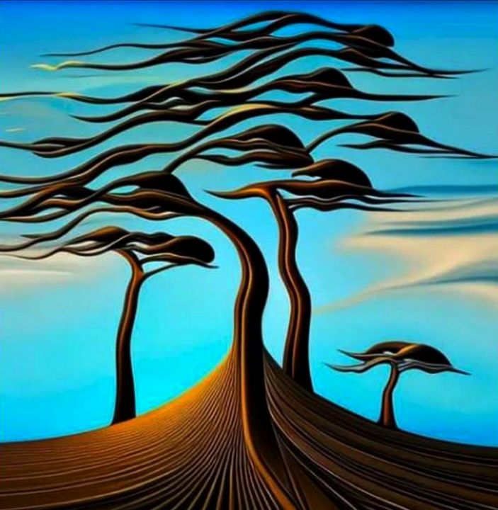 Wind blown trees - George Hutton Hunter Contemporary Artist - Paintings ...
