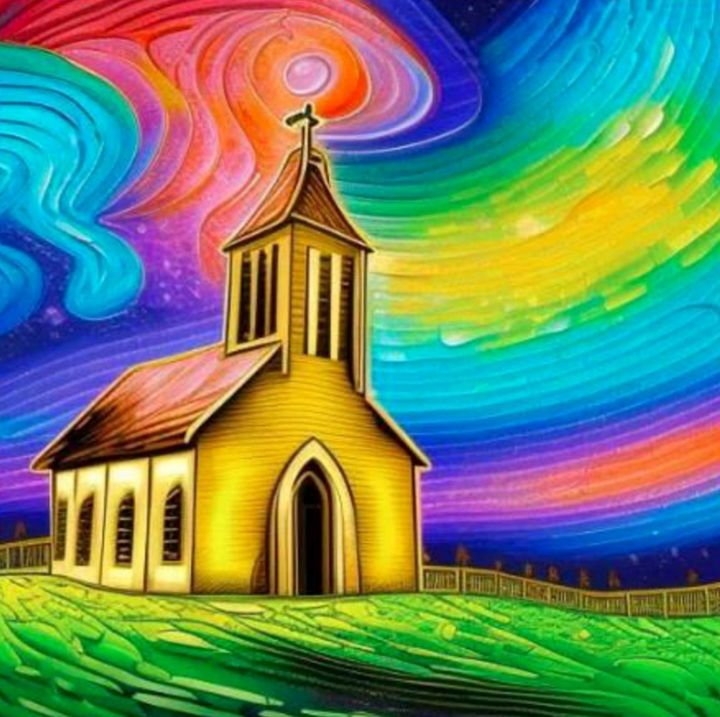 Aurora over abandoned church - George Hutton Hunter Contemporary Artist ...