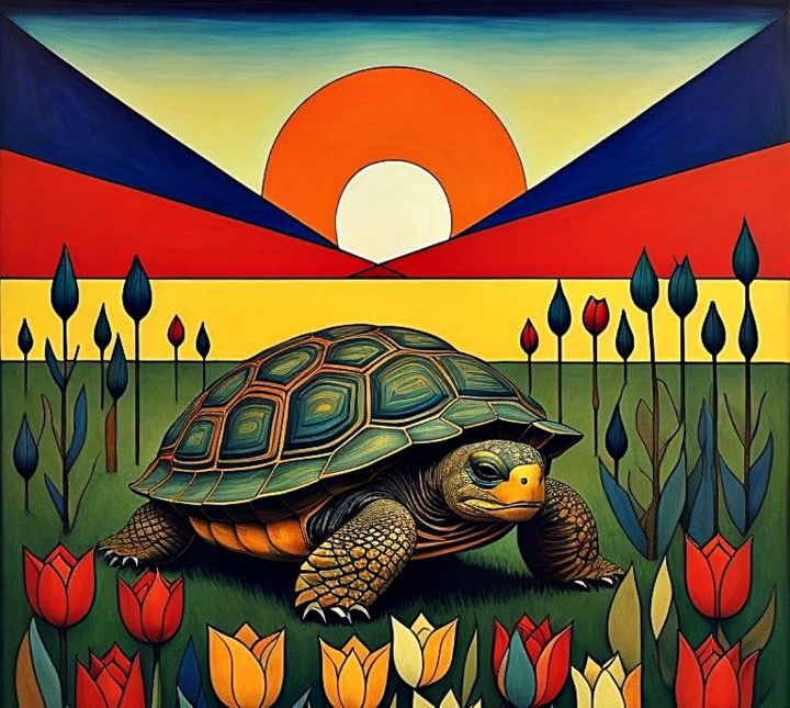 Tortoise among the Tulips - George Hutton Hunter Contemporary Artist ...