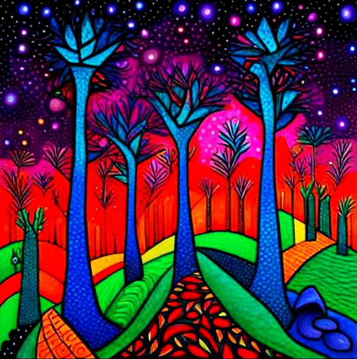 Forest Night 3 - George Hutton Hunter Contemporary Artist - Paintings ...
