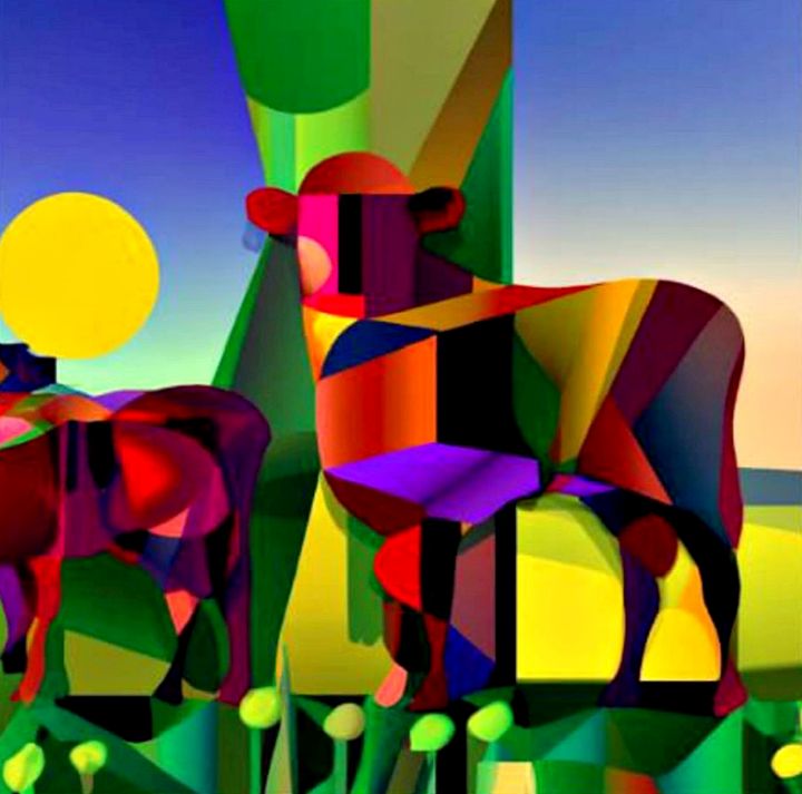 Cattle in meadow - George Hutton Hunter Contemporary Artist - Paintings ...
