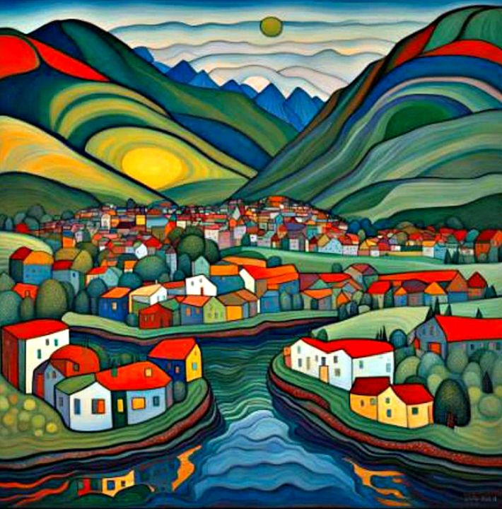 Fjord Town 3 - George Hutton Hunter Contemporary Artist - Paintings ...