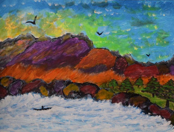 Angler on rough water - George Hutton Hunter Contemporary Artist ...