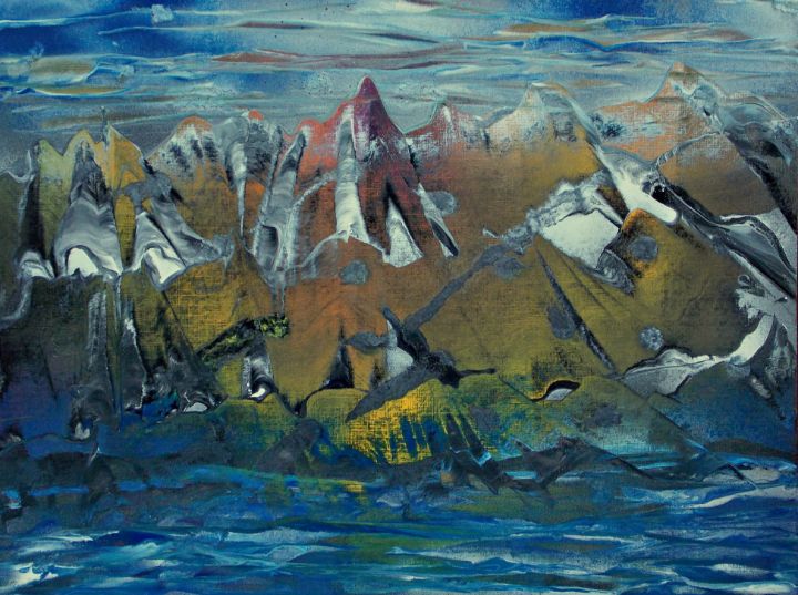 Mountains on riverside - George Hutton Hunter Contemporary Artist ...