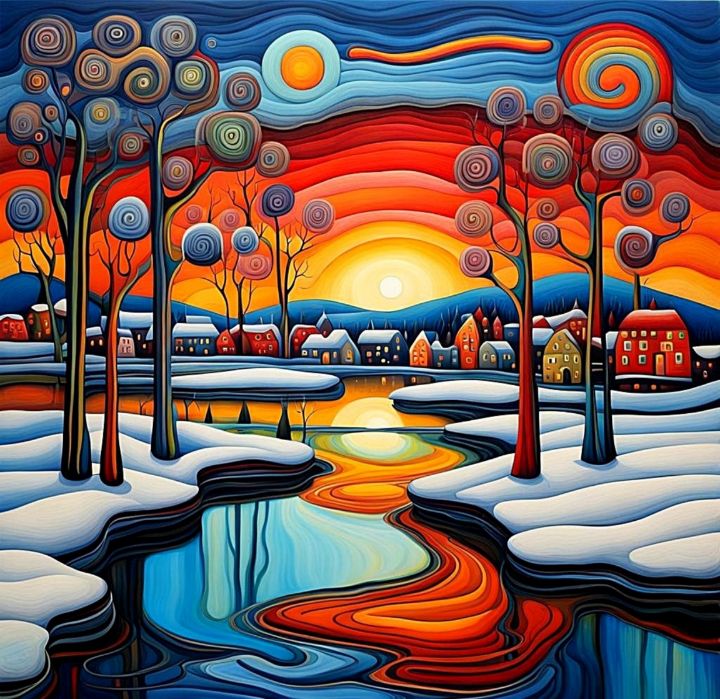 Winter day at sunset 11 - George Hutton Hunter Contemporary Artist ...
