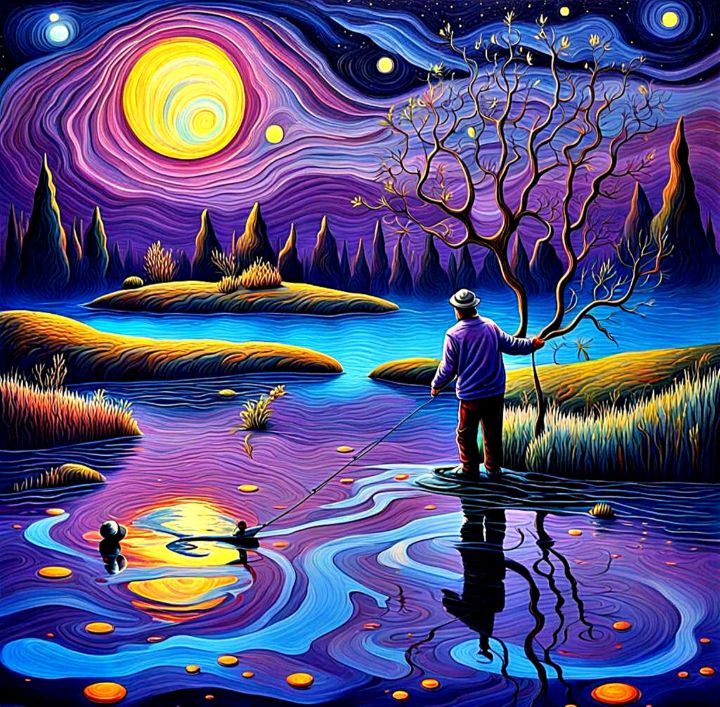 The Night Angler 3 - George Hutton Hunter Contemporary Artist ...