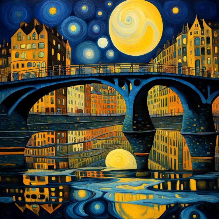 Bridge under moonlight 7 - George Hutton Hunter Contemporary Artist ...