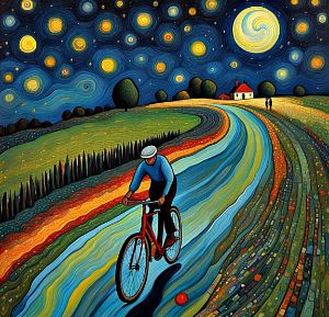 Bicycle ride on starry night 5 - George Hutton Hunter Contemporary ...