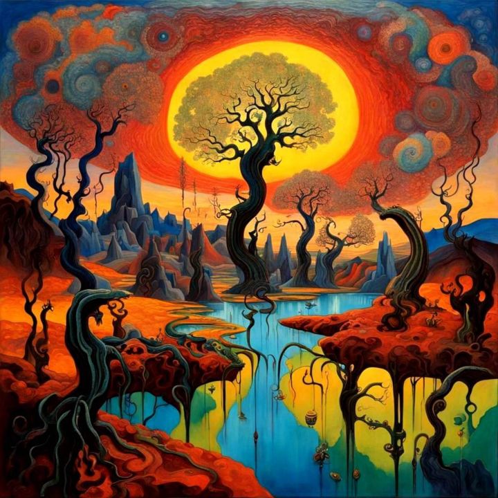 Sun over desolate landscape - George Hutton Hunter Contemporary Artist ...