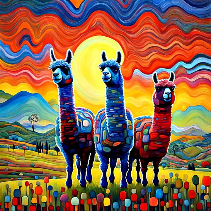 Llamas in the meadow - George Hutton Hunter Contemporary Artist ...