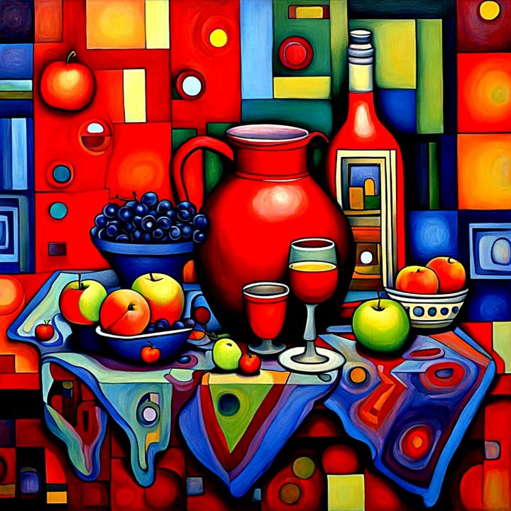 Red Jug with Apples 2 - George Hutton Hunter Contemporary Artist - Paintings & Prints, Still ...