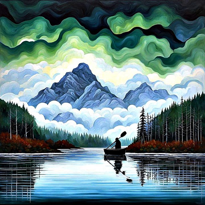 Canoeist on the lake 3 - George Hutton Hunter Contemporary Artist ...