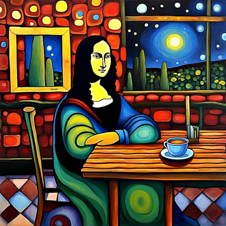 Mona Lisa in Cafe 1 - George Hutton Hunter Contemporary Artist ...