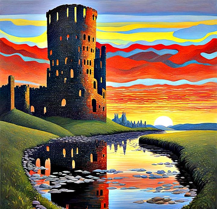 Castle at sunset 1 - George Hutton Hunter Contemporary Artist ...