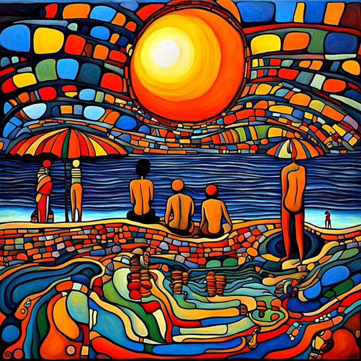 At the seaside - George Hutton Hunter Contemporary Artist - Paintings ...