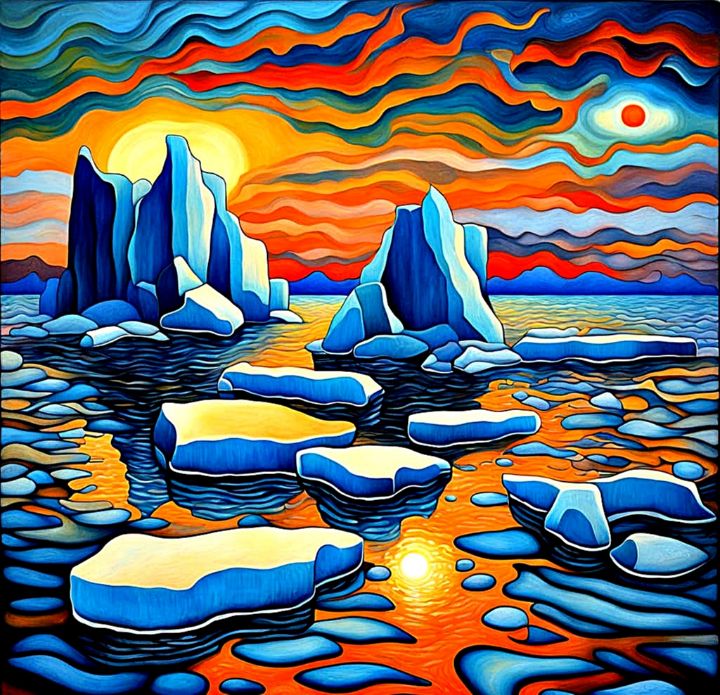 Icebergs at sunset 7 - George Hutton Hunter Contemporary Artist ...