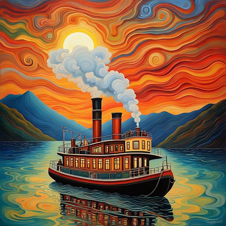 Boat in Fjord 23 - George Hutton Hunter Contemporary Artist - Paintings ...