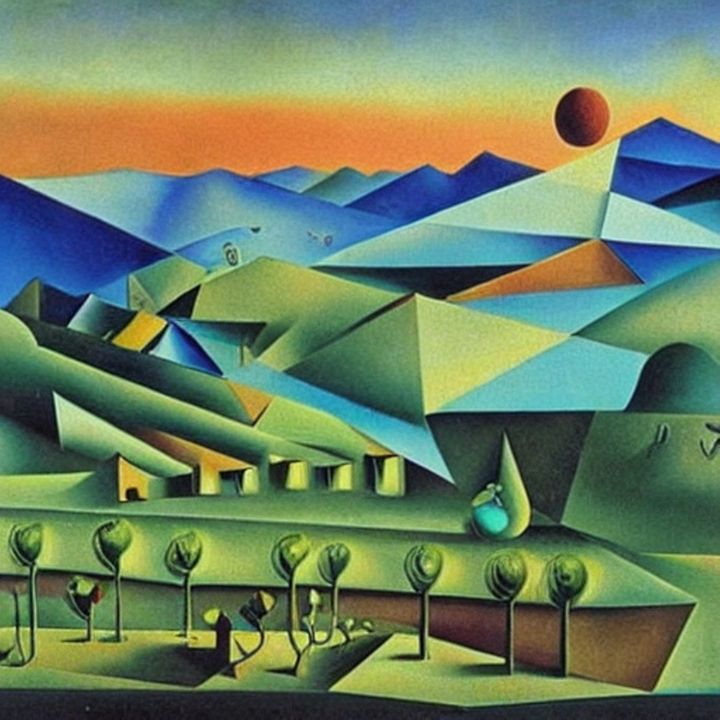 Orchard with mountains - George Hutton Hunter Contemporary Artist ...