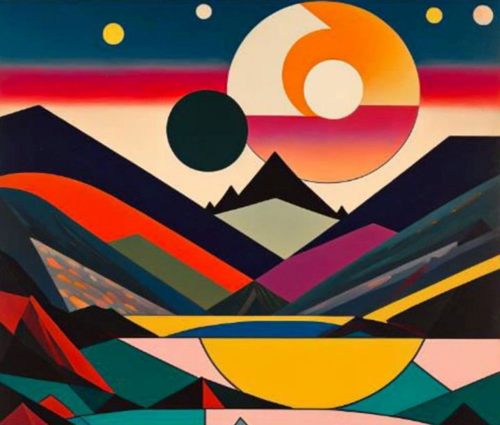 Moon reflecting in mountain lake - George Hutton Hunter Contemporary ...