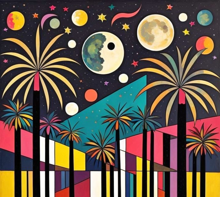 Night sky over palm trees - George Hutton Hunter Contemporary Artist ...