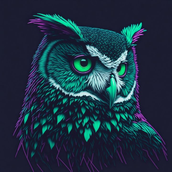 Digi Owl 6 Green - Digital Dream - Digital Art & AI, Animals, Birds ...