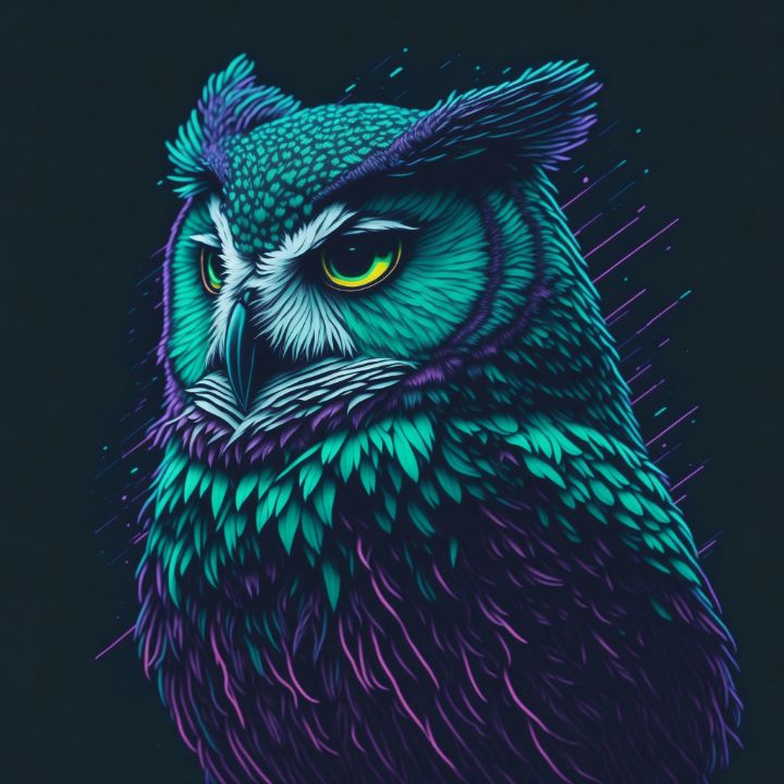 Digi Owl 7 Green - Digital Dream - Digital Art & AI, Animals, Birds ...