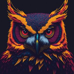 Digi Owl 6 Green - Digital Dream - Digital Art & AI, Animals, Birds ...