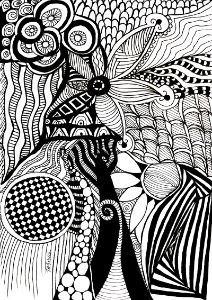 Infinite Tangle Doodles in B/W 1 - TeAnne ArtWorks AU - Drawings ...