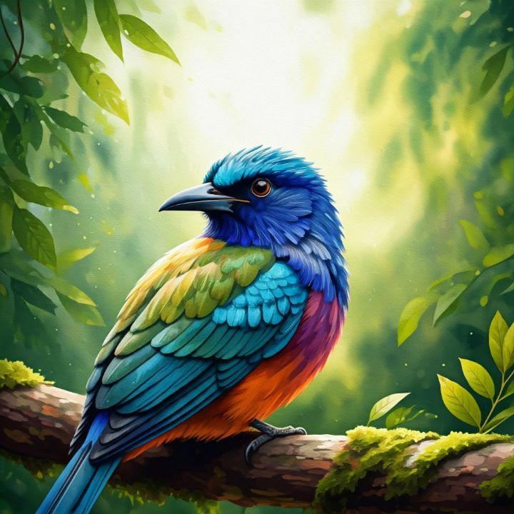 Colorful bird on a tree branch - Creativity Without Borders - Digital ...