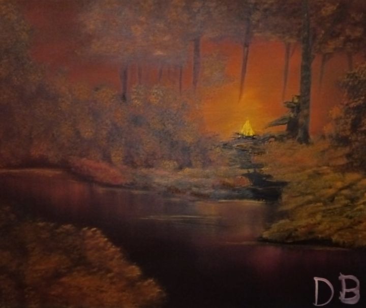 Fireside Cowboy - Grae Art - Paintings & Prints, Landscapes & Nature ...