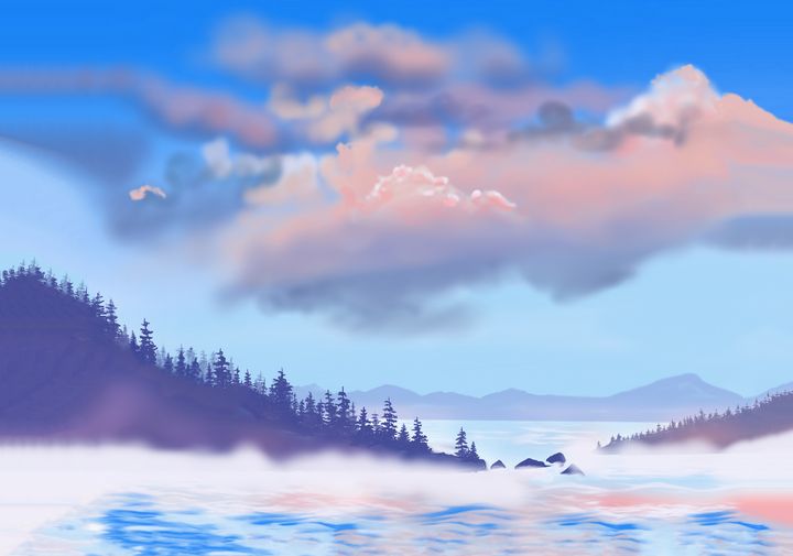Sunset at the Cove - helen geld - Digital Art & AI, Landscapes & Nature ...