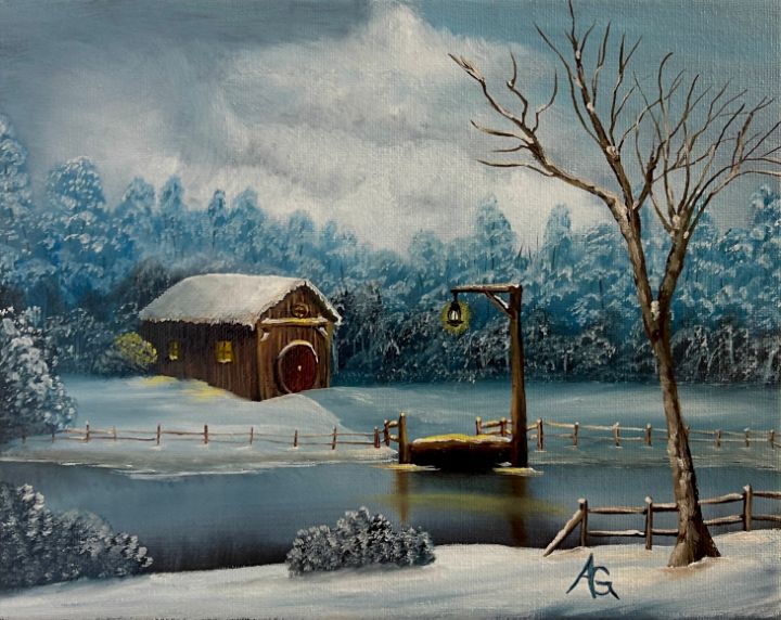 Bucklebury Ferry in Winter - Andrew's Unique Oils - Paintings & Prints ...