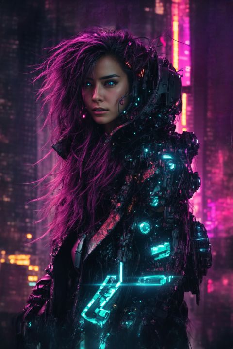 Neon Nightshade Nymphs - Kevin buri - Digital Art & AI, Abstract, Color - ArtPal