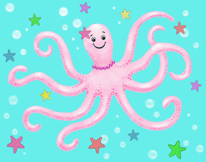 Pink octopus - Art by Cheryl Hamilton - Drawings & Illustration ...