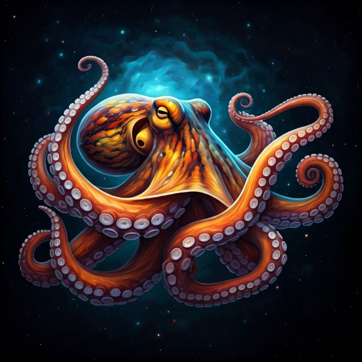 Cosmic Octopus - Jin - Digital Art & AI, Animals, Birds, & Fish ...