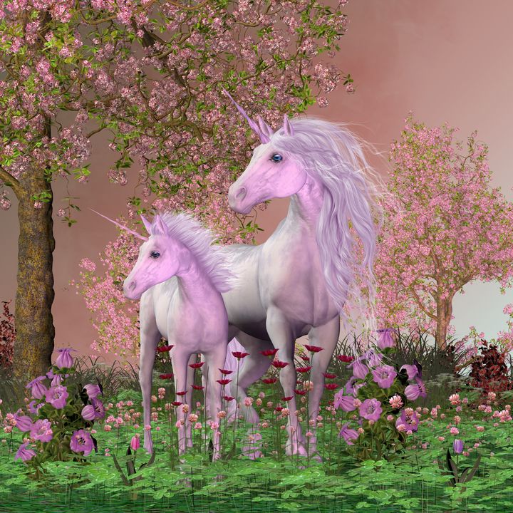 Spring Mare and Foal Unicorns - Corey Ford Gallery LLC - Drawings ...