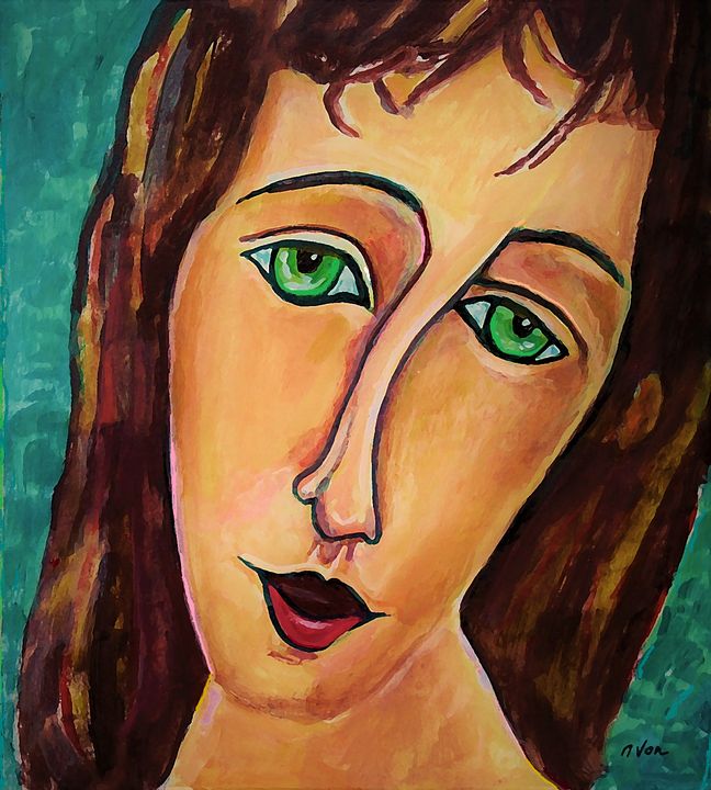 Somber Woman - NanaGaleVan Fine Art - Paintings & Prints, Abstract ...
